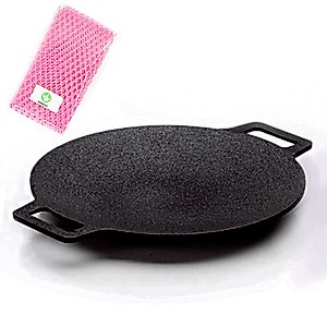 KOREAC_Korean BBQ Non-stick Grill_ Circular size 14.2 inches [Round Griddle Pan 14.2in + Bag] Natural Material 6 Layer Coating/We can use it at home or outside._Made in Korea.