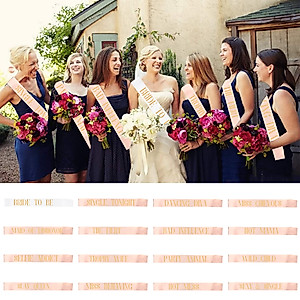 16 Pack Bachelorette Party Bride to Be Sash- Unique Bride Bridesmaid Sashes for Bachelorette Party (Rose Gold And White)