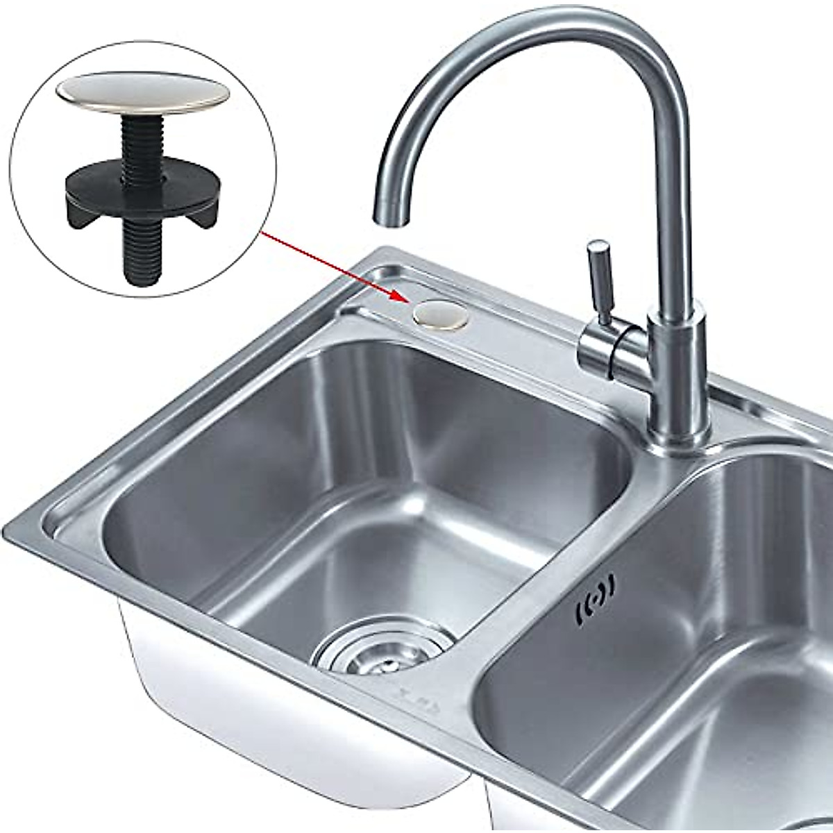 3 Pieces Kitchen Sink Hole Cover Faucet Hole Cover Kitchen Sink Tap Hole Plate Stopper Cover Blanking Metal Plug