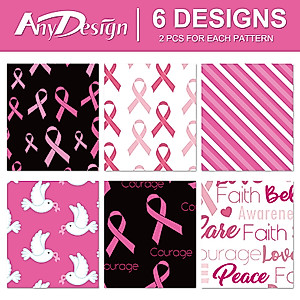 AnyDesign 12 Sheet Breast Cancer Awareness Wrapping Paper Pink Bow Peace Dove Gift Wrap Paper Bulk Decorative Art Paper for DIY Crafts, 19.7 x 27.6 Inch, Folded Flat