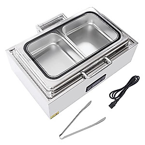 Electric Chafing Dishes - Stainless Steel Buffet Servers 9QT Food Warmer Commercial Chafing Dishes Temp Display Stainless Clear Lid&Handle for Catering (Steel A)