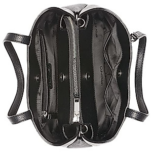 Calvin Klein Adeline Triple Compartment Satchel, Black/Silver,One Size