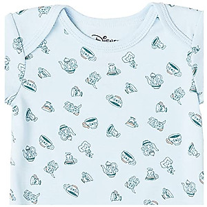 Amazon Essentials Disney | Marvel | Star Wars | Princess Baby Girls' Short-Sleeve Bodysuits, Pack of 6, 6-Pack Alice Tea Party, 0-3 Months
