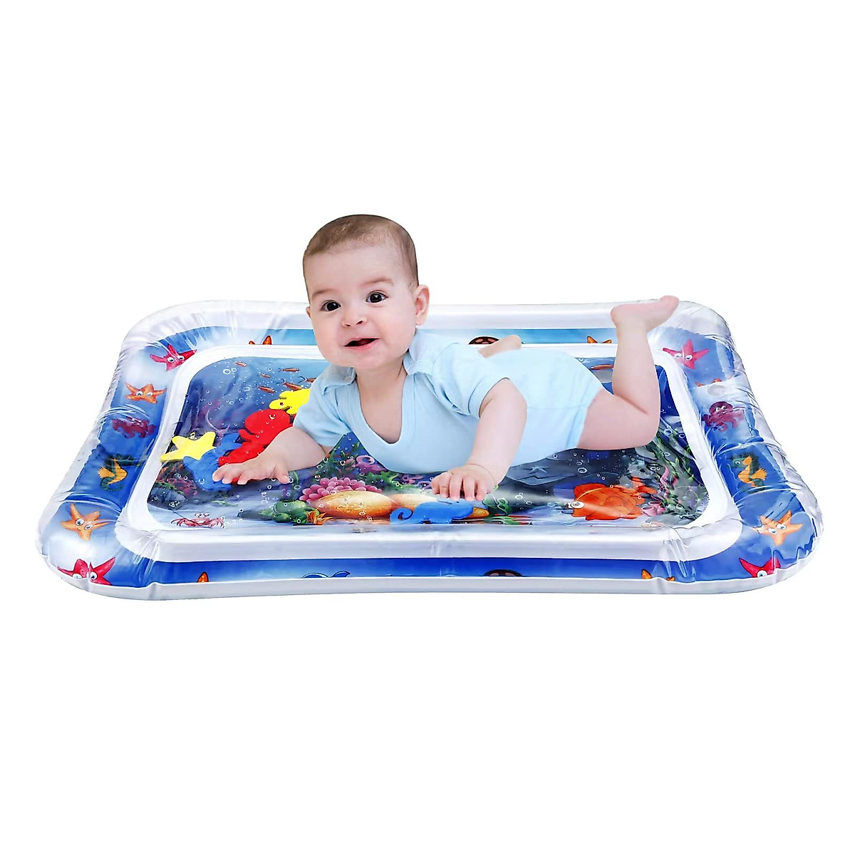 PandaEar Water Play Mat for Babies Floor, Water Tummy Time Mat, Water Pad Baby Sensory Mat, Inflatable Baby Tummy Time Water Mat for Girl Boy, Kids Infants Newborn Tummy Time Toys 0 3 6 12 Months