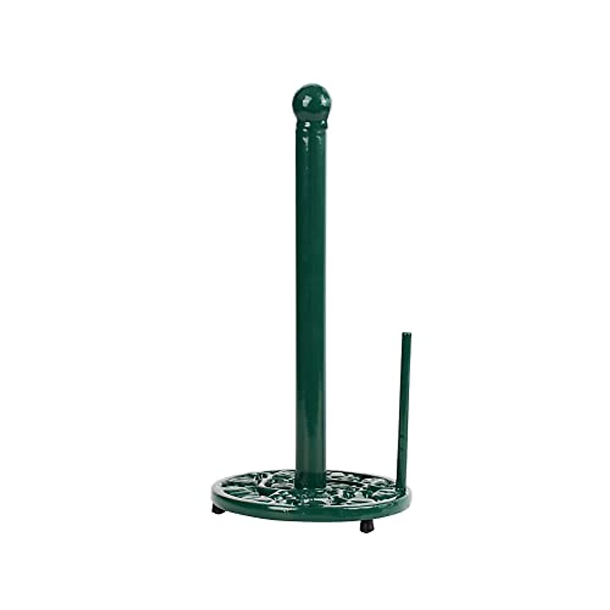 MINLUFUL Cast Iron Paper Towel Holder, Vintage Chic Pumpkin Pattern Weighted Base Roll Paper Towel Holder Stand for Kitchen Bathroom Countertops, Green