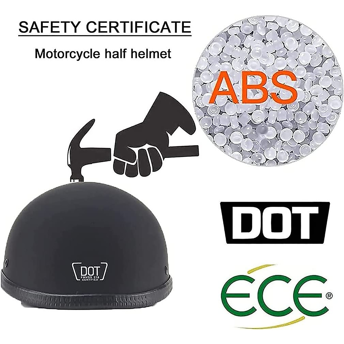 Small and Light Low Profile Cool Half Helmet,DOT Approved Electric Motorcycle Beanie Helmet,Moped Jet Chopper Bicycle Scooter Open-Face Skull Cap Helmet for Adult Men and Wome