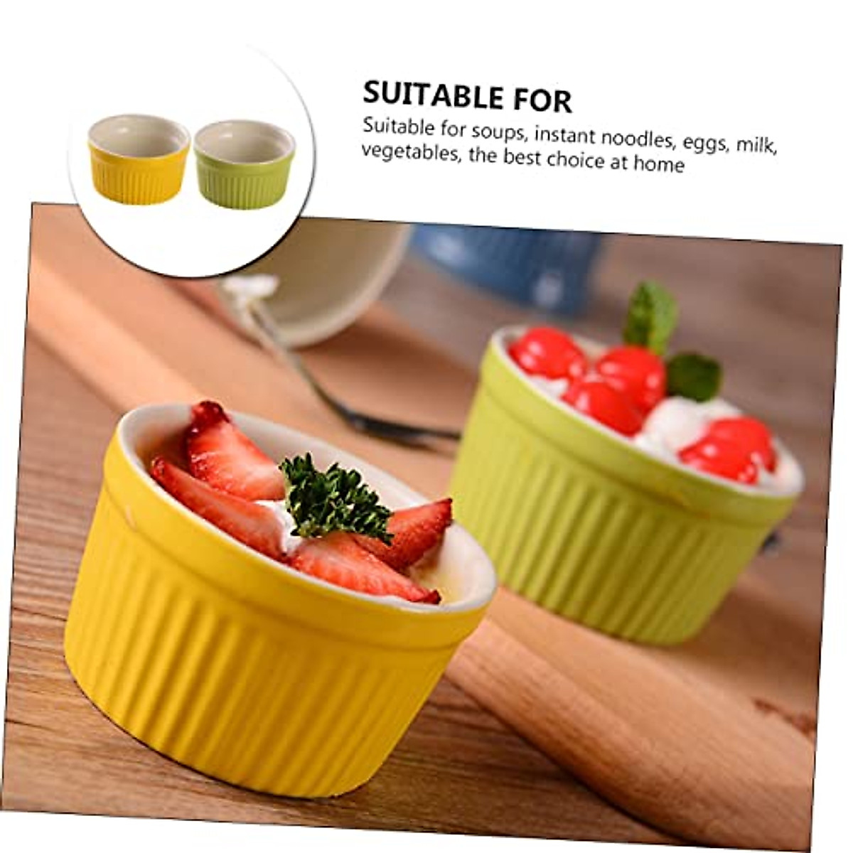 Balacoo 6 Pcs ceramic baking cup creme brulee ramekins porcelain ramekins Porcelain Dishes Oven Safe Round oven bowl Small Baking Bowl mini oven Kitchen Bowl breakfast bakeware ceramics
