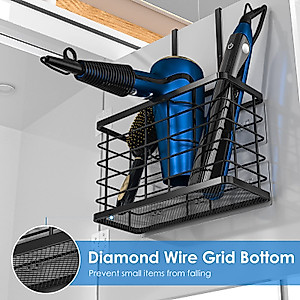 Hair Tool Organizer, Dryer Holder, 3 in 1 Blow Bathroom Organizer Wall Mounted/Cabinet Door for Flat Iron, Curling Straightener, Care & Styling Tools Storage Basket