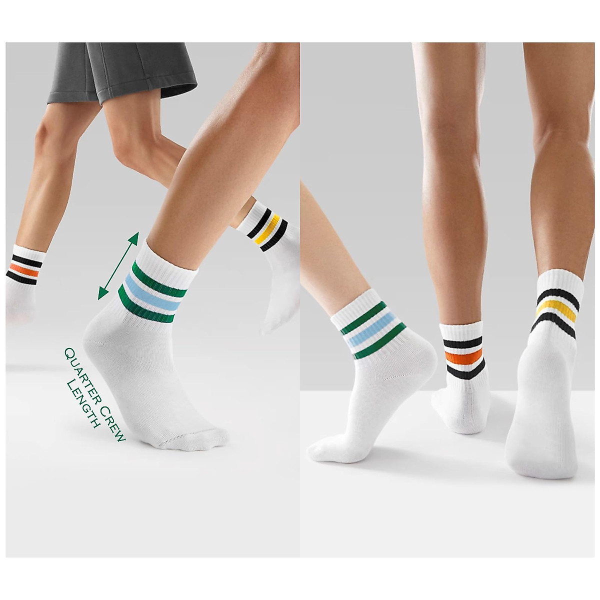 Fszsaa Novelty Socks For Women Striped Retro Mini Crew Socks Sporty Calf Socks Casual Cotton Ankle Socks Women