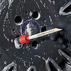 Maxshine Detailing Brushes Set for Interior and Exterior Detailing, Black & Red