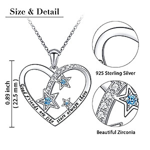 DAOCHONG S925 Sterling Silver Stars Best Friend Friendship BFF Heart Jewelry Pendant Necklace
