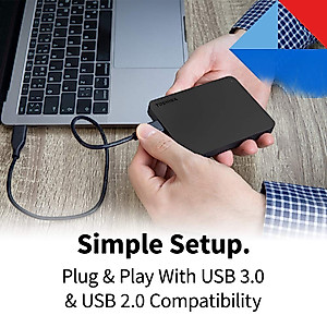Toshiba Canvio Basics 2TB Portable External Hard Drive USB 3.0, Black - HDTB420XK3AA