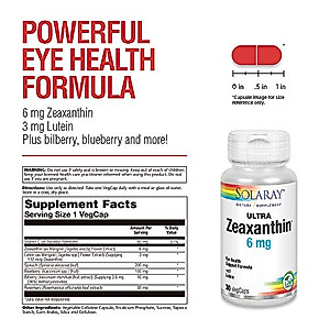 SOLARAY Ultra Zeaxanthin 6 mg | Eye Health & Macular Support Formula with Lutein, Bilberry & Blueberry | 30ct