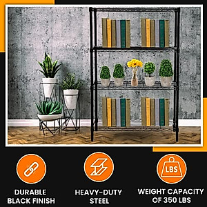 Juggernaut Storage 36" W x 14" D x 54" H Four-Shelf Steel Shelving Unit, 1400 lb Capacity, Black
