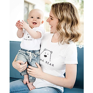 The Spunky Stork Family Mama Papa Baby Bear Matching Tshirt for Moms & Dads (3-6 Months, Baby Bear | Bodysuit)