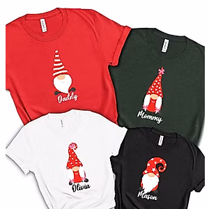 Personalized Christmas Family Gnomes T-Shirt For Family, Customized Merry Christmas Shirt, Custom Gnomes Tee, Funny Graphics Tee For Christmas, New Year Party T-Shirts, Customized Christmas Gnome Tee