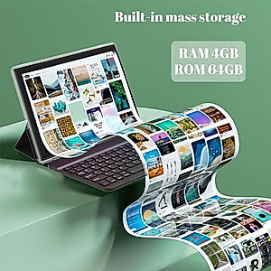 Aheadthink 2 in 1 Tablet, Tablet 10-inch HD Touch Screen, Tablet with Keyboard, 64 + 512gb Expansion, BT, WiFi, Dual Camera, 6000 mah Battery Life Long. (Black5)