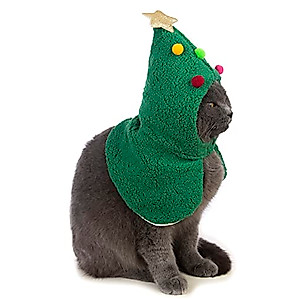 Coomour Dog Chirstmas Tree Costume Funny Santa Hat Puppy Warm Cape Cat Christmas Party Cosplay Hats (S)