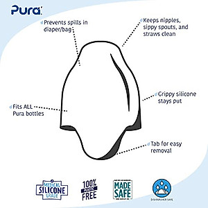 Pura Kiki Nipple/Spout Silicone Travel Covers - Pura Lids Compatible | Plastic-Free, Medical Grade, MadeSafe Certified | Prevents Leaks & Spills, Secure Fit | 2-Piece (Blue)