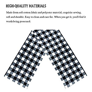 Senneny Buffalo Check Table Runner Cotton Black and White Plaid Classic Stylish Design for Family Dinner Christmas Holiday Birthday Party Table Home Decoration (White and Black, 14 x 72 Inch)