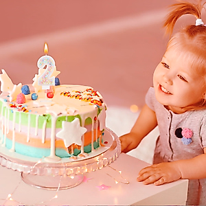 MTLEE Number 2 Candle Pastel Birthday Candle Macaron Glitter 3D Rainbow Number Candle Cake Topper for Girl Boy Birthday Wedding Anniversary Sweet Theme Party Decorations