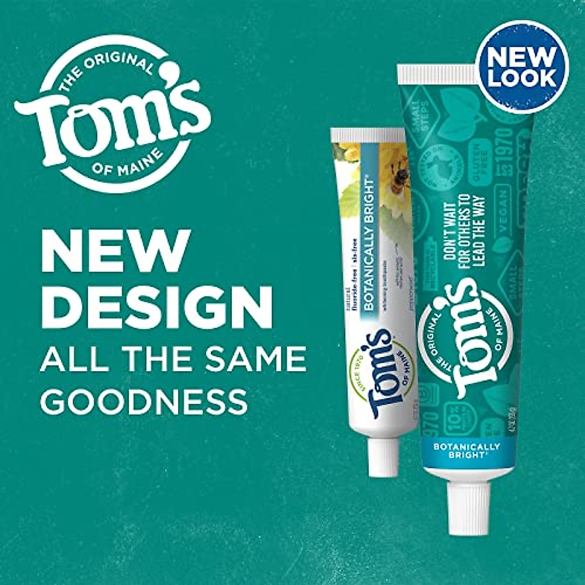 Tom's of Maine Natural Fluoride-Free SLS-Free Botanically Bright Toothpaste, Peppermint, 4.7 oz. (Packaging May Vary)