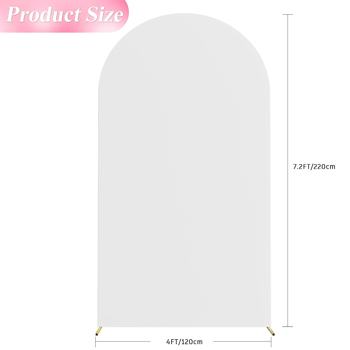 Wokceer 7.2FT Wedding Arch Cover Spandex Fitted Wedding Arch Stand Covers Round Top Chiara Backdrop Cover for Birthday Party Ceremony Banquet Decoration White