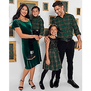 The Children's Place,and Newborn Holiday Dress,12-18 Months Green Plaid