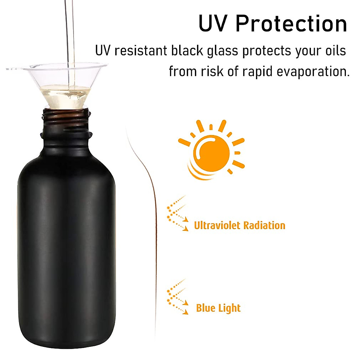 Bumobum Dropper Bottle Black 1 oz, 30 ml Glass Dropper Bottles with Black Top Cap for Essential Oils, 2 pack Tincture Bottle with Labels and Funnel