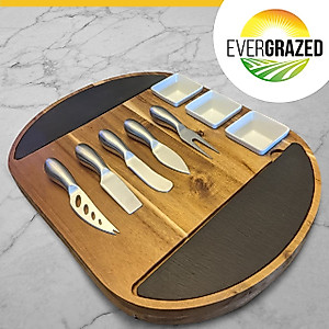 Acacia Cheese Board Set - Large Charcuterie Boards & Cheese Board and Knife Set - Kitchen Wine Meat Cheese Platter - Unique Thanksgiving, Christmas, Holiday, Anniversary or Wedding Gift