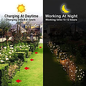perzoe Outdoor Decorative Solar Cherry Blossoms Light - Solar Powered 20LED Memory Modeling Copper Wire Garden Decorative Lights for Patio Lawn Christmas Birthday Party Decor(2 Pack) (Warm White)