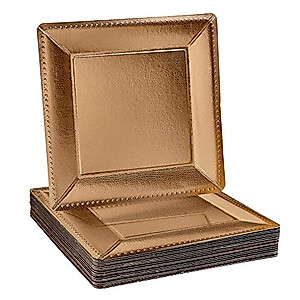 Silver Spoons ELEGANT DISPOSABLE CHARGER PLATES - Beaded Rim - Made of Premium Carstock Materials - 13', 10 PC, Gold - Square