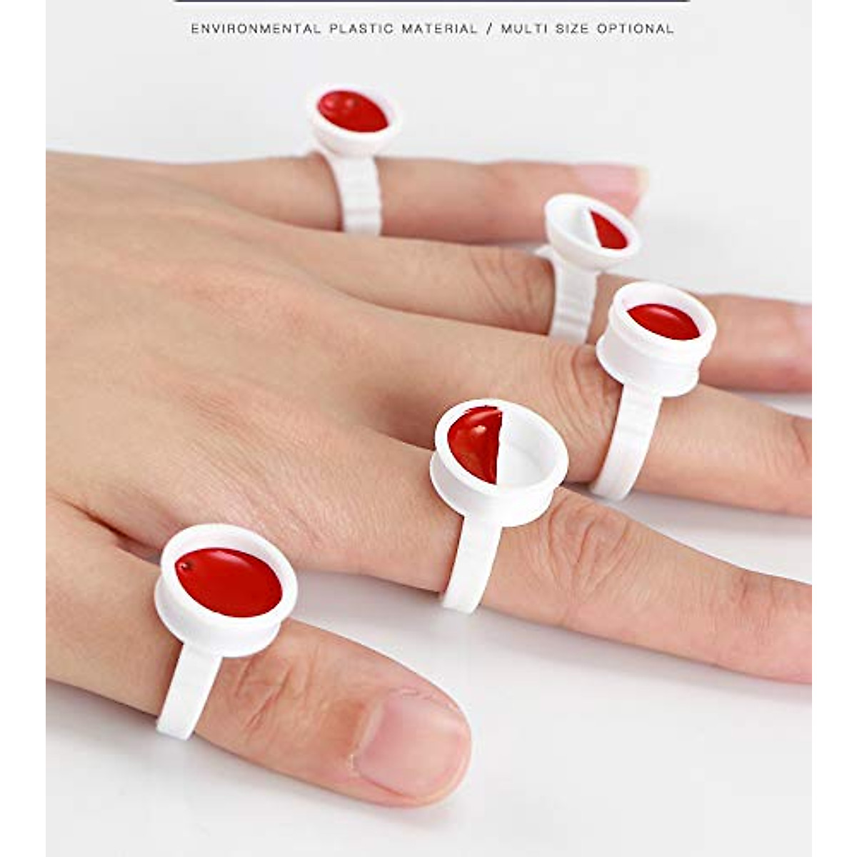 Pigment Rings - 100PCS Tattoo Rings Cups Disposable Makeup Rings Tattoo Glue Holder,Tattoo Ink Ring Adhesive Makeup Glue Rings Palette Plastic Nail Art Eyelash Extension Rings (Medium 100pcs)