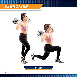 Marcy Solid Steel Olympic Weight Bar and Weight Plate Collars Chrome-Plated Exercise Weightlifting Bar SOC-49