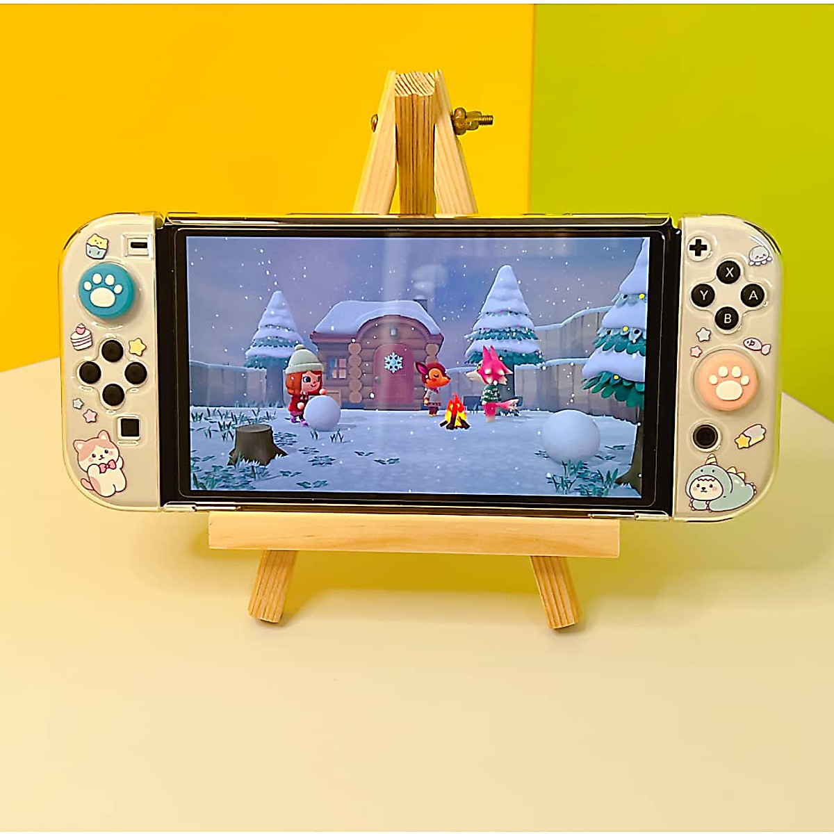 ENFILY Cute Case Compatible with Nintendo Switch OLED 2021, Dockable Case Cover, Ergonomic Soft TPU Grip Case for Joycon, Sparkle Skin Set with Screen Protector and Thumb Caps