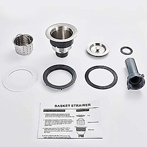 ROVOGO 3-1/2-inch Kitchen Sink Drain, Stainless Steel Removable Deep Basket Strainer, Tailpiece Included