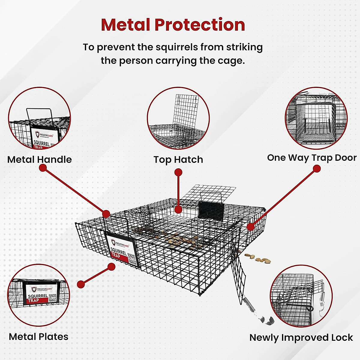 Predator Guard Squirrel Guard Trap - Humane Multi-Catch Trap, Attracts & Catches Multiple Squirrels in 1 Trap - Perfect for Indoor and Outdoor Use - Effective Squirrel Control to Protect your Property