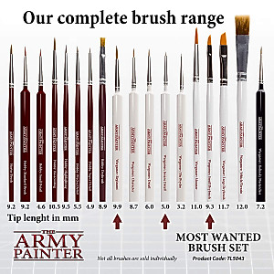 The Army Painter Most Wanted Brush Set - Miniature Small Paint Brush Set of 3 Acrylic Paint Brushes-Includes Drybrush, Regiment Model Paint Brush & Detail Fine Tip Paint Brush for Painting Miniatures
