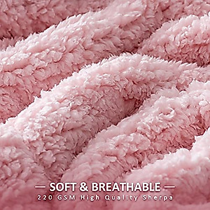 Pawque Luxury Faux Fur Throw Blanket Super Soft Oversized Throw Blankets, 90x90 inches, Decorative Blankets for Sofa Couch Bed Chair Photo Props, Breathable & Washable, Bright Pink
