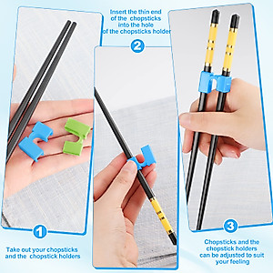 10 Pieces Reusable Chopstick Helpers Non Slippery Training Chopsticks Plastic Replaceable Practice Chopstick for Adults Kids Beginner Right or Left Handed Trainers(Blue, Green)
