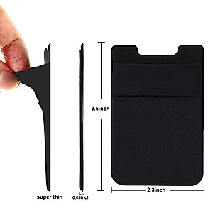 Fulgamo 2Pack Adhesive Phone Pocket,Cell Phone Stick On Card Wallet Sleeve,Credit Cards/ID Card Holder(Double Secure) with Sticker for Back of iPhone,Android and All Smartphones-Black