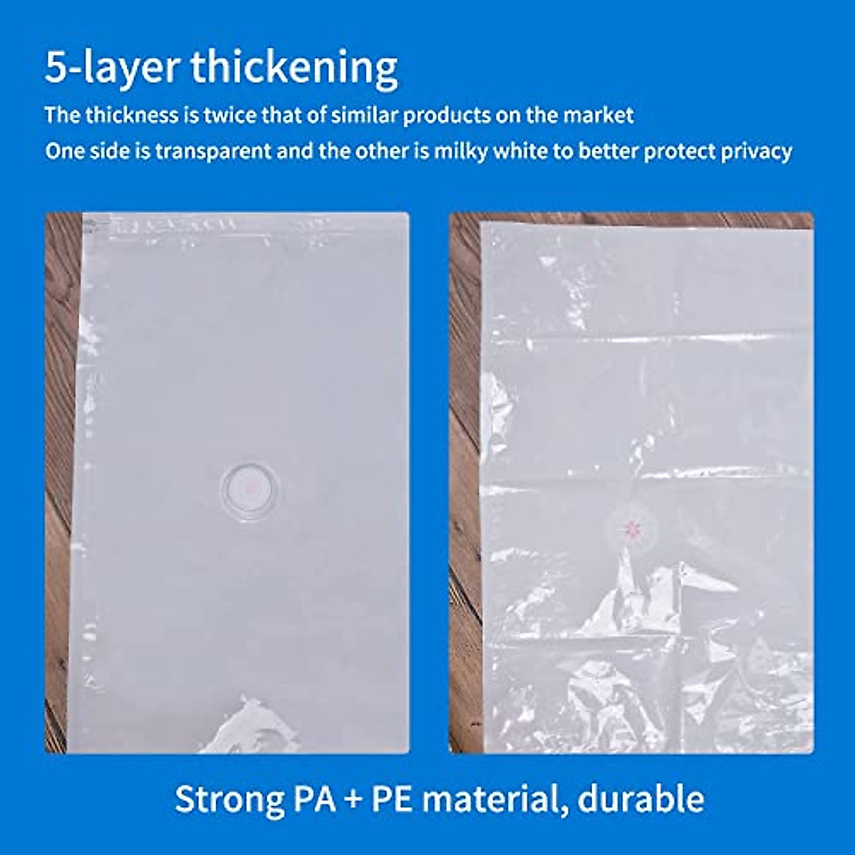 Aovee 12 Pack Premium Vacuum Storage Bags with Free Hand Pump, Five layer thickening, Double-Zip Seal and Triple Seal Turbo-Valve,12 Pack (3 Jumbo, 3 Large, 3 Medium, 3 Small) Reusable Vacuum Compression Space-saving Bag