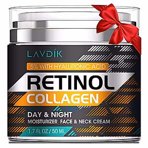 Retinol Cream for Face with Hyaluronic Acid, Moisturizer Anti Aging Collagen Cream for Women and Men, Reduce Wrinkles, Fine Lines, Day and Night,1.7 Fl Oz
