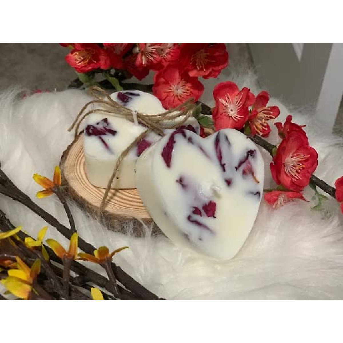 Soy Wax Melt- Peppermint with Rose Petals- Super Fragrant- One Bar Six Cubes- Free Surprise Wax Melt Sample with Order (Peppermint w/Rose Petals)