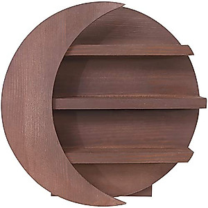 Moon Shelf Moon Decor Crystal Display Shelf Rustic Wooden Boho Wall Decor Shelves Witchy Room Crescent Floating Premium Solid Pine Wood for Wall Crystal Essential Oils Storage Great Gifts Living Room