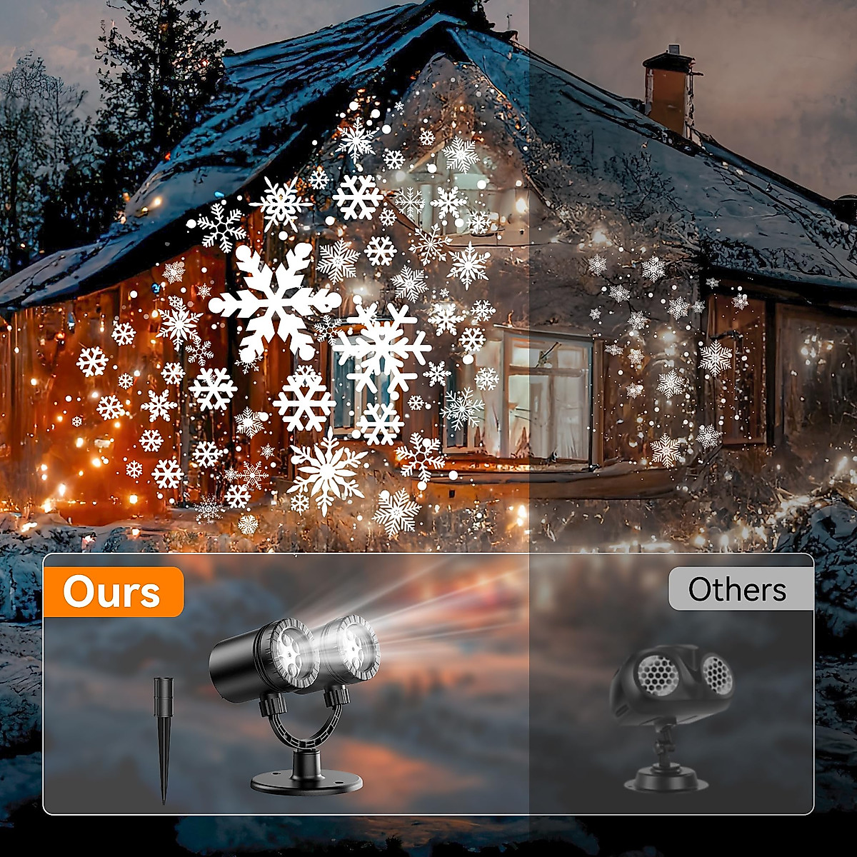 HeyStookie 2024 Newest Christmas Decorations Christmas Projector Lights Outdoor Double-Head Rotating Snowflakes Projector Lights for Xmas Home Party IP65 Waterproof Brightening LED Outdoor & Indoor…