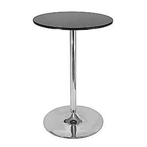 Pemberly Row 28" Round Bar Height Pub Table in Black and Chrome