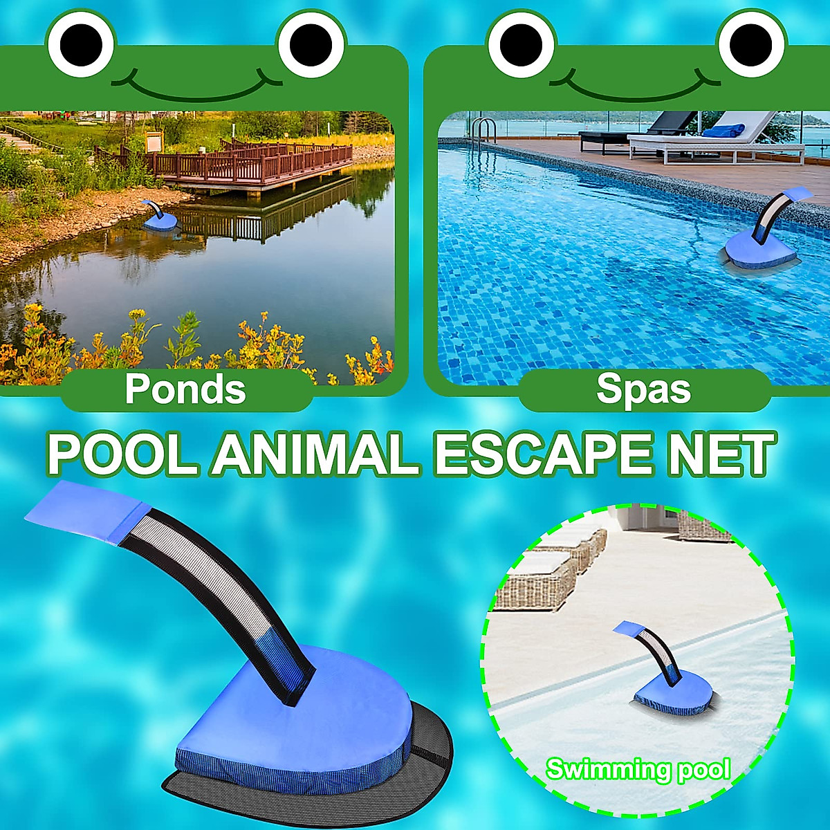 AOYEVGS Pool Ramp for Animals to Escape, Pool Animal Critter Saving Escape Ramp for Pool, Pool Frog Saver, Saving Critters, Frogs, Mices, Lizards, Ducks, Birds (1-Pack, Blue)