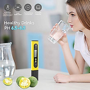 PH Meter Digital 0.01 PH High Accuracy Water Quality Tester PH 0.0-14.0 PH Monitor ATC Portable Pocket Pen Measurement for Household Drinking Analyzer Pool Water Aquarium Swimming Pool