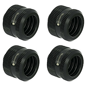 Barrow G1/4" to 16mm Hard Tubing Compression Fitting, Black, 4-pack